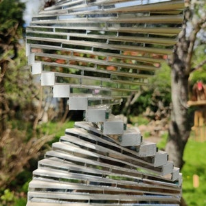 Mirrored Wooden Windspinner Garden Patio Decor - Etsy