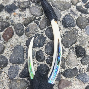 Maori Style Bone Hook, Abalone Shell Inlay, Hei Matau Pendant - Etsy