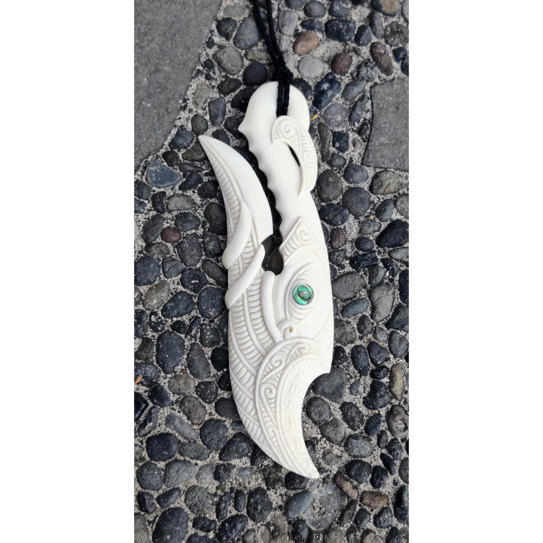 Extra Large Bone Maori Style Hook Pendant, Hand Carved Hei Matau ...