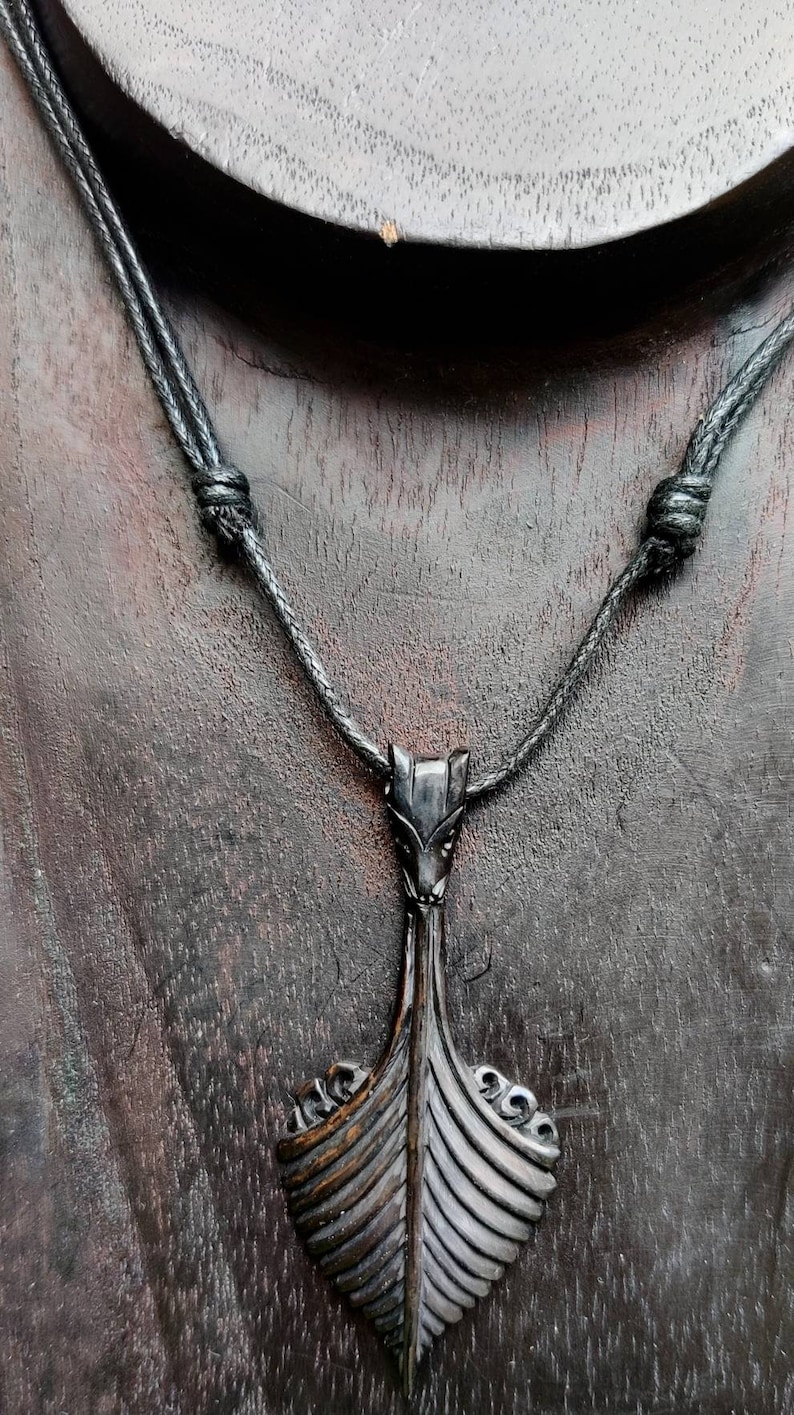 Bone Viking Longboat Pendant Wolf Figurehead Viking Ship - Etsy