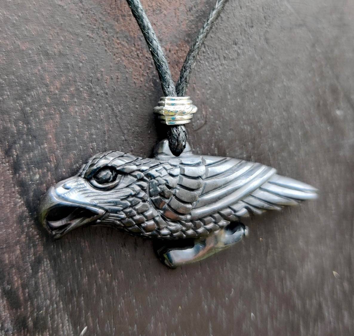 Bone Raven Crow Pendant Hand Carved Raven Necklace Black - Etsy