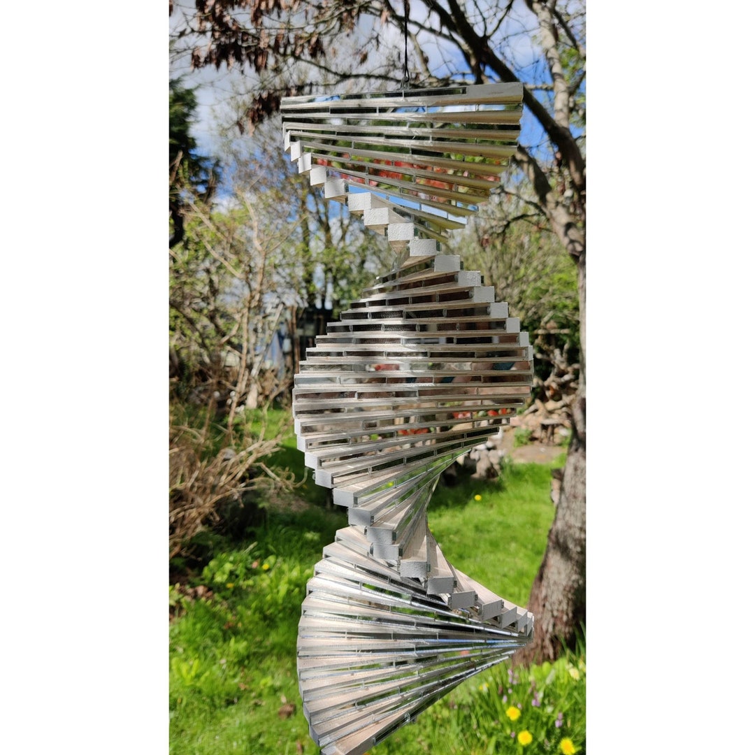 Mirrored Wooden Windspinner Garden Patio Decor - Etsy