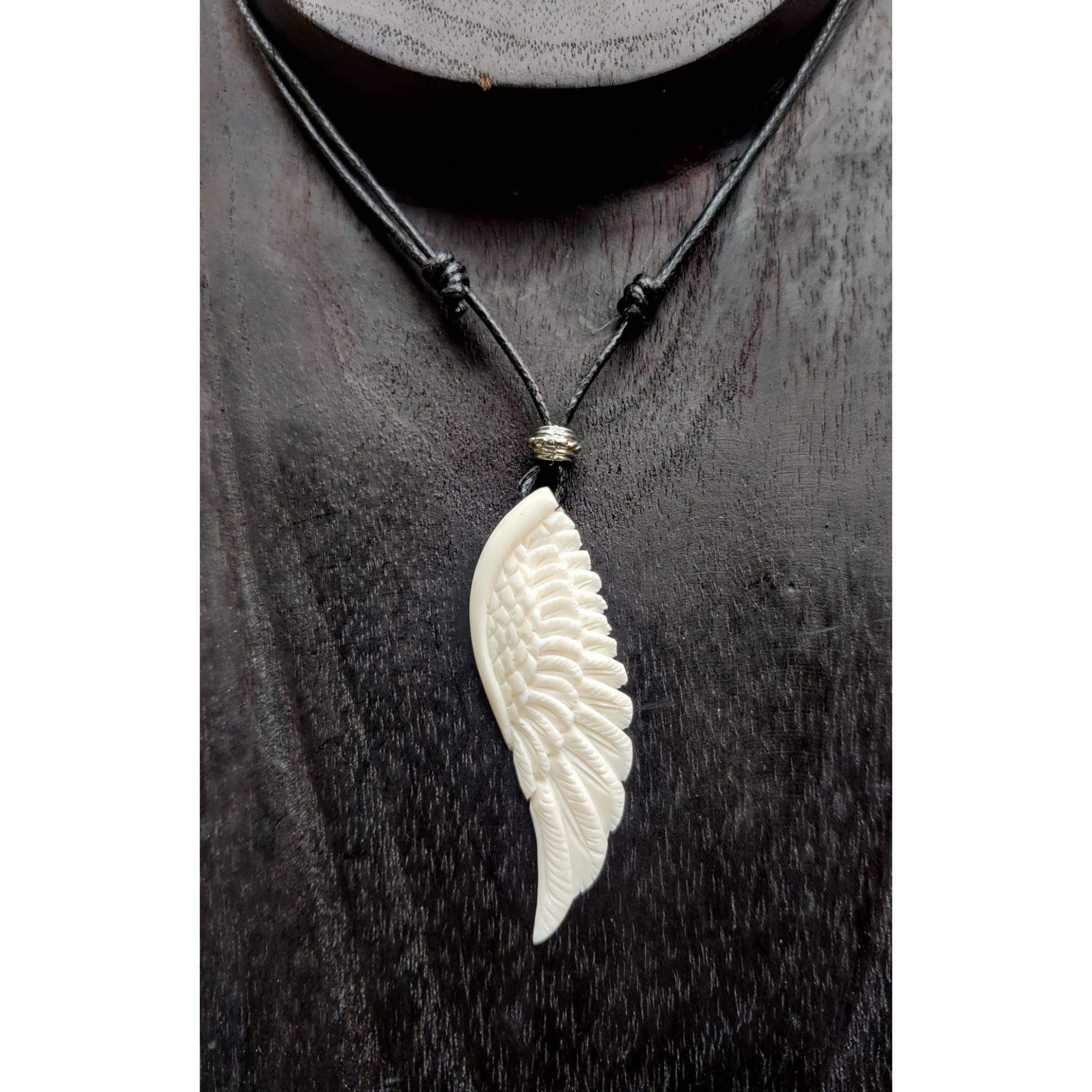 Bone Angel Wing White Hand Carved - Etsy UK