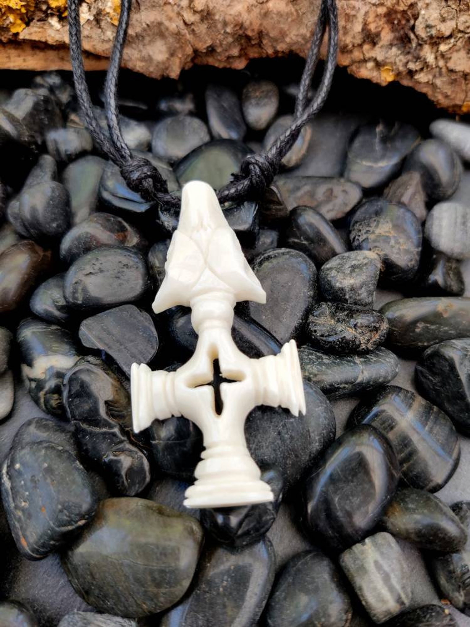 Icelandic Wolf Cross Viking White Bone Pendant Hand Carved | Etsy