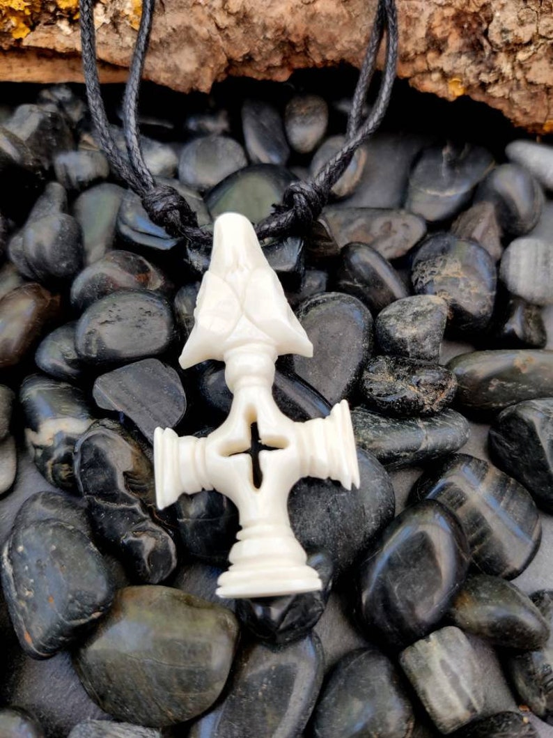Icelandic Wolf Cross, Viking White Bone Pendant, Hand Carved - Etsy