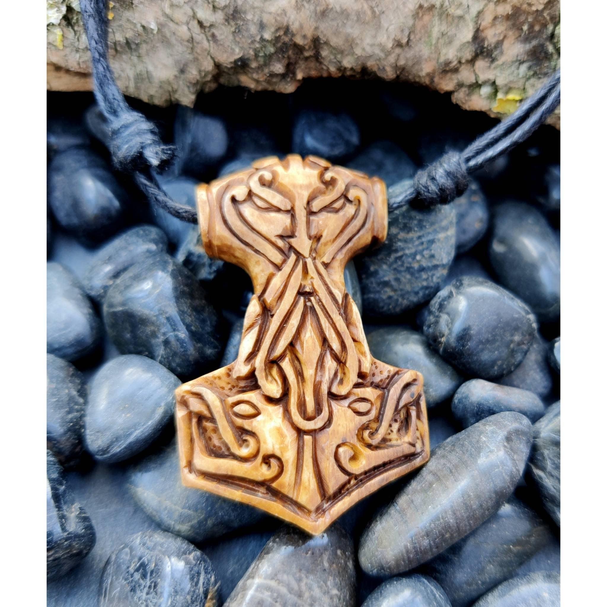 Bone Mjolnir Pendant Viking Thor's Hammer Brown | Etsy