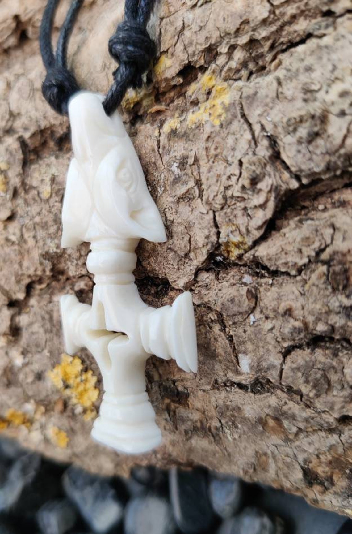 Icelandic Wolf Cross Viking White Bone Pendant Hand Carved | Etsy