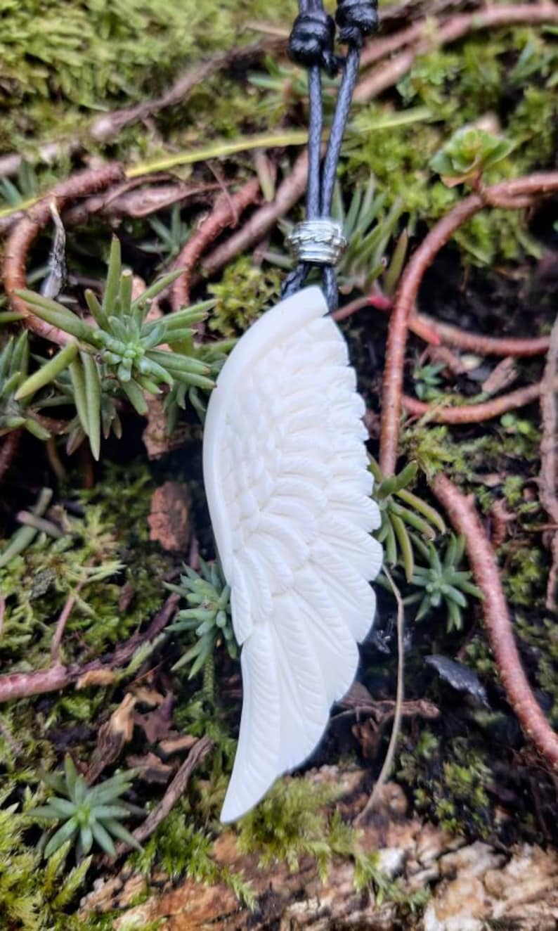 Bone Angel Wing White Hand Carved - Etsy UK