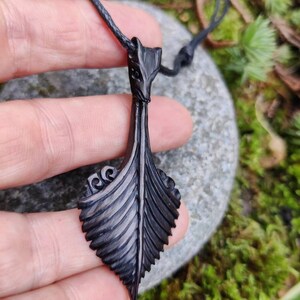 Bone Viking Longboat Pendant, Wolf Figurehead, Viking Ship Necklace - Etsy