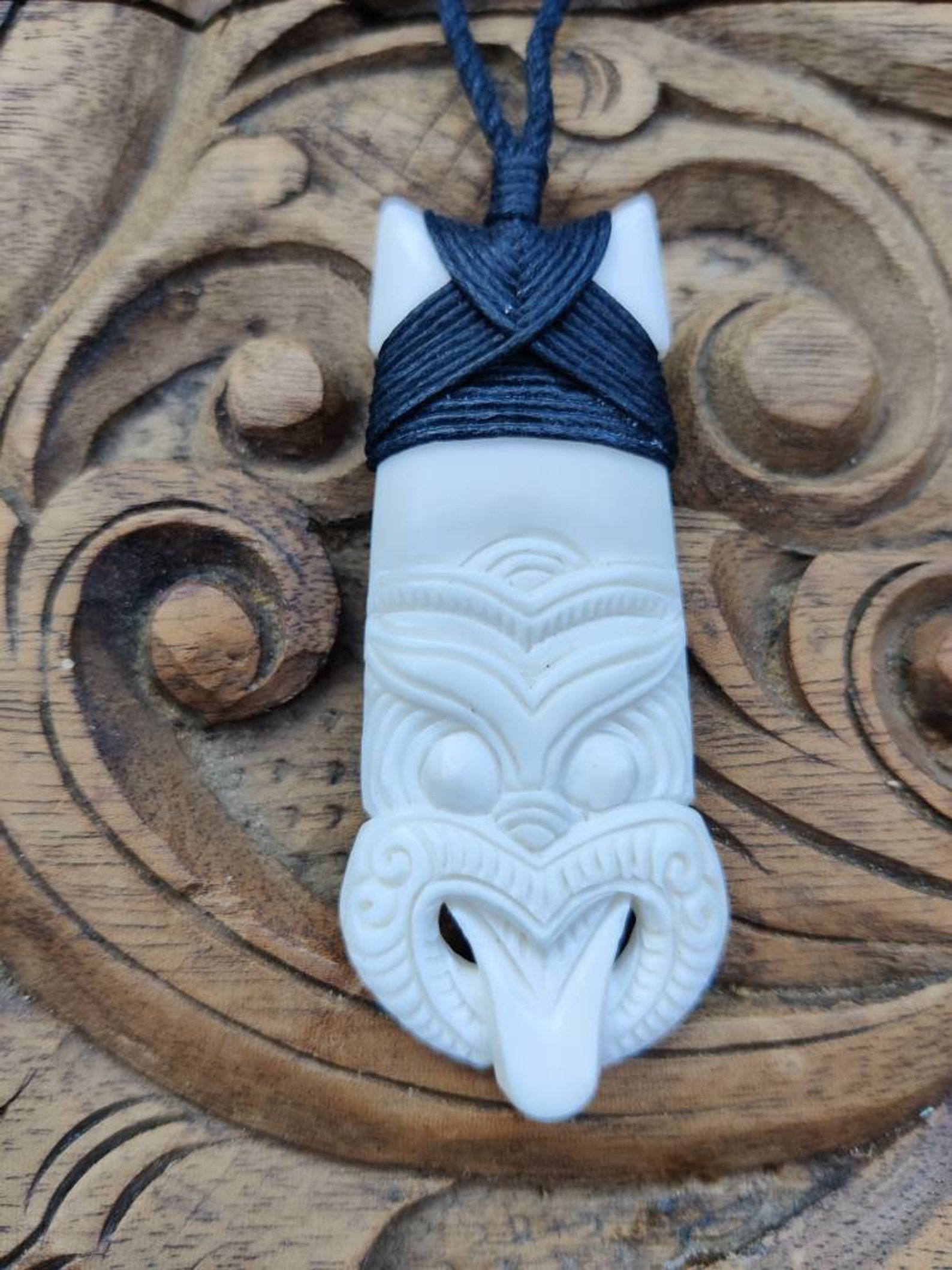 Bone Tribal Maori Style Mask Tiki Pendant Hand Carved - Etsy UK