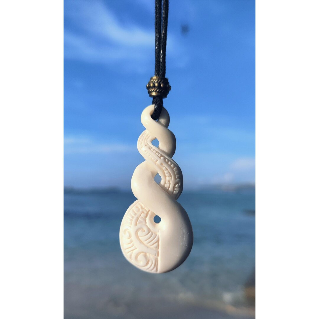 Bone Infinity Twist Pendant, Maori Style Pikorua, Paua Shell Inlay - Etsy