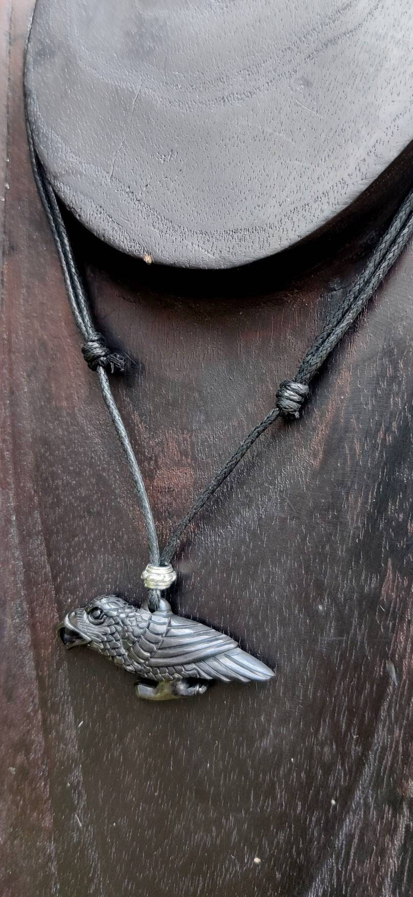 Bone Raven Crow Pendant Hand Carved Raven Necklace Black - Etsy