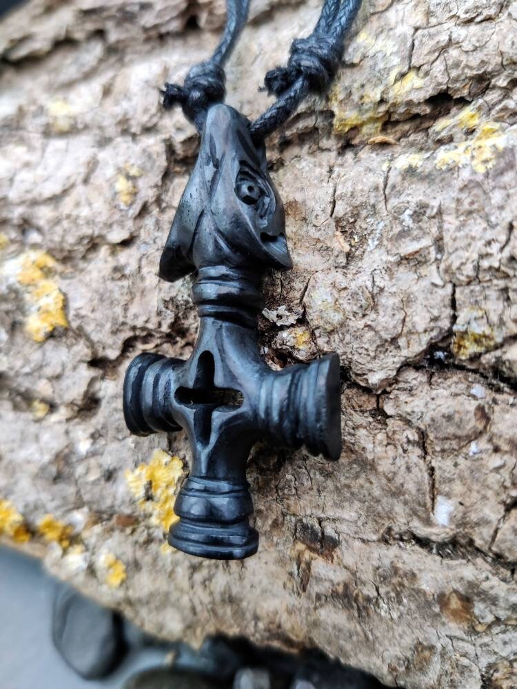 Bone Wolf Cross Pendant Icelandic Viking Norse Black - Etsy