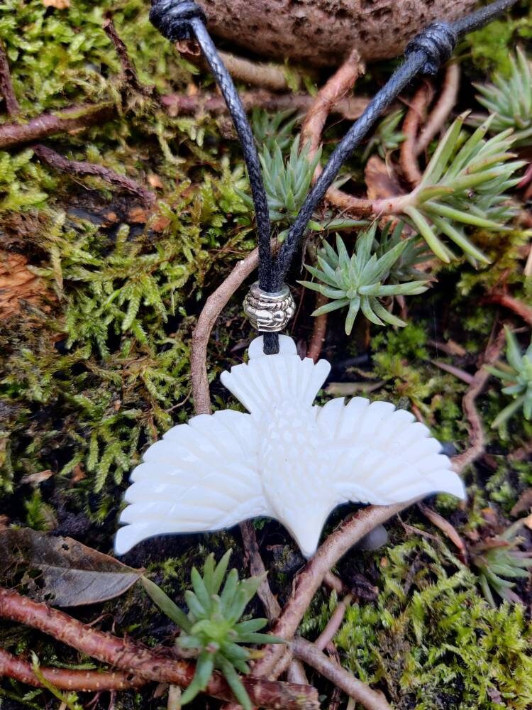Bone Ghost Raven Pendant Hand Carved From Bone Raven Necklace - Etsy
