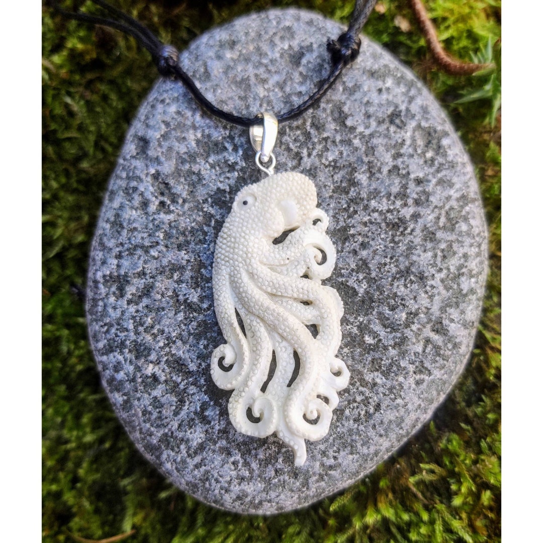 Bone Octopus Pendant, Kraken Necklace, Curly Tentacles - Etsy