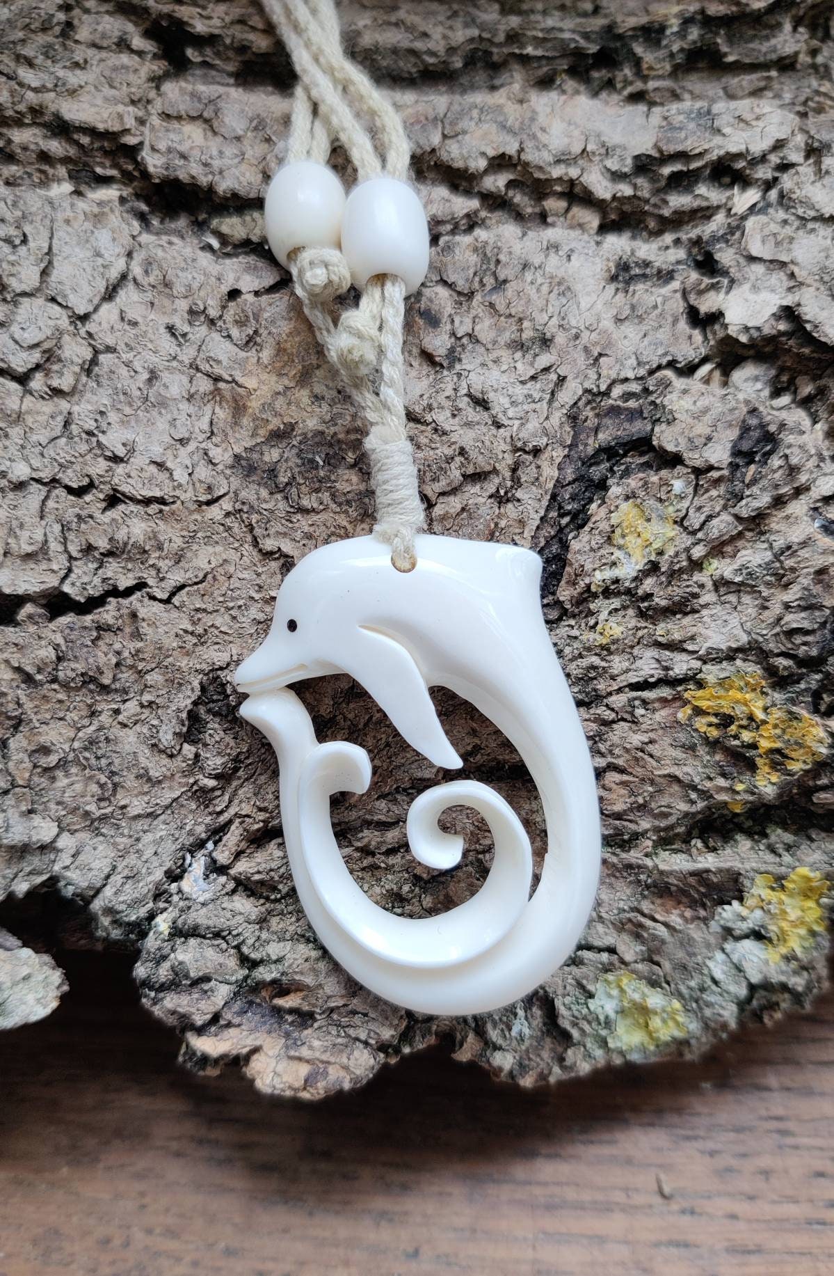 Bone Dolphin Wave Maori Style Necklace Handcarved | Etsy