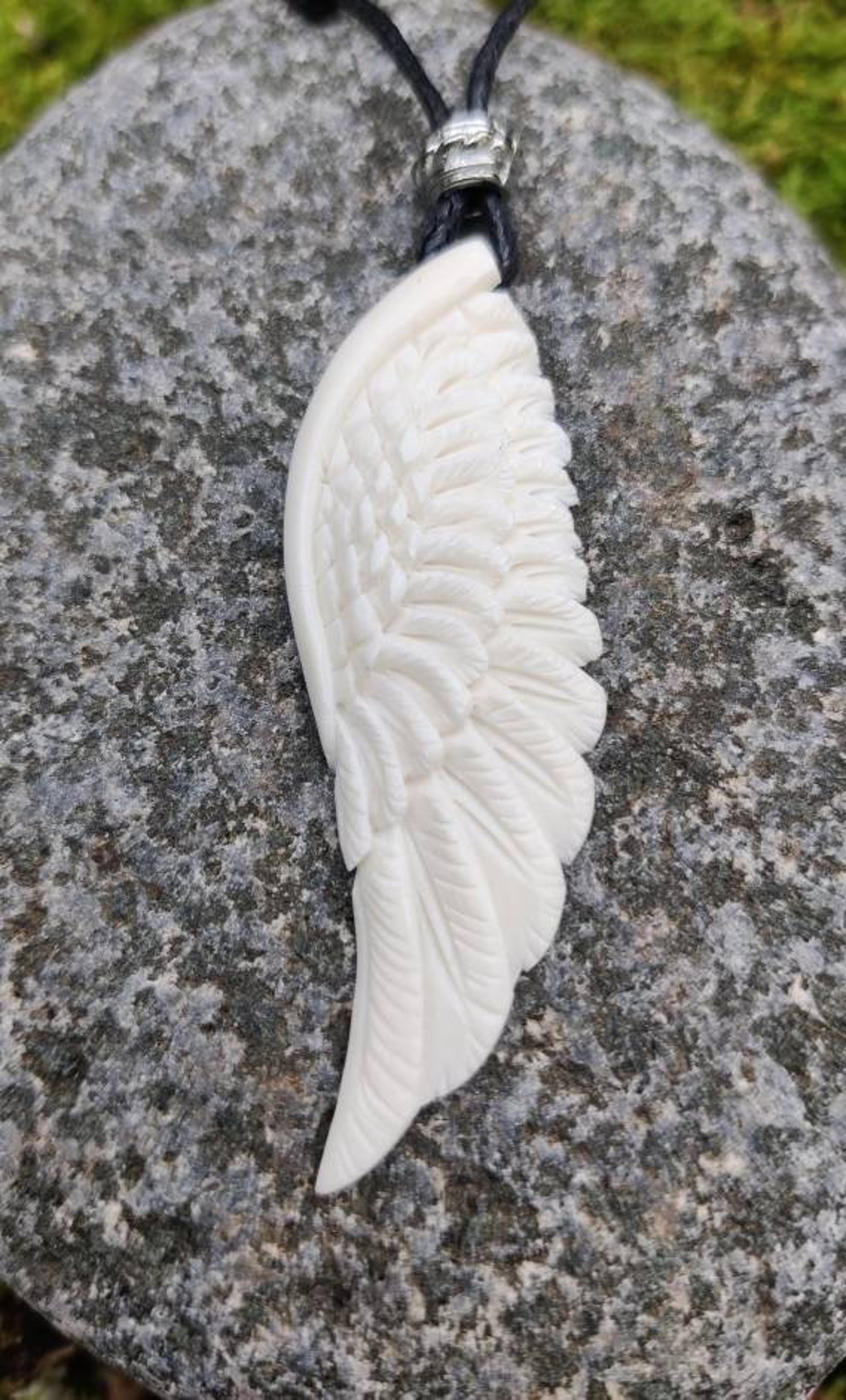 Bone Angel Wing White Hand Carved - Etsy UK