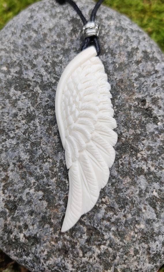 Bone Angel Wing White Hand Carved - Etsy UK
