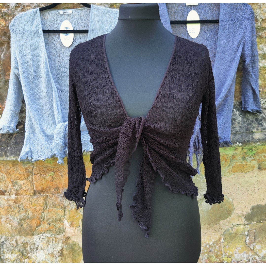 Shrugs, Black and Grey, Bali Shrug Tie up Top - Etsy