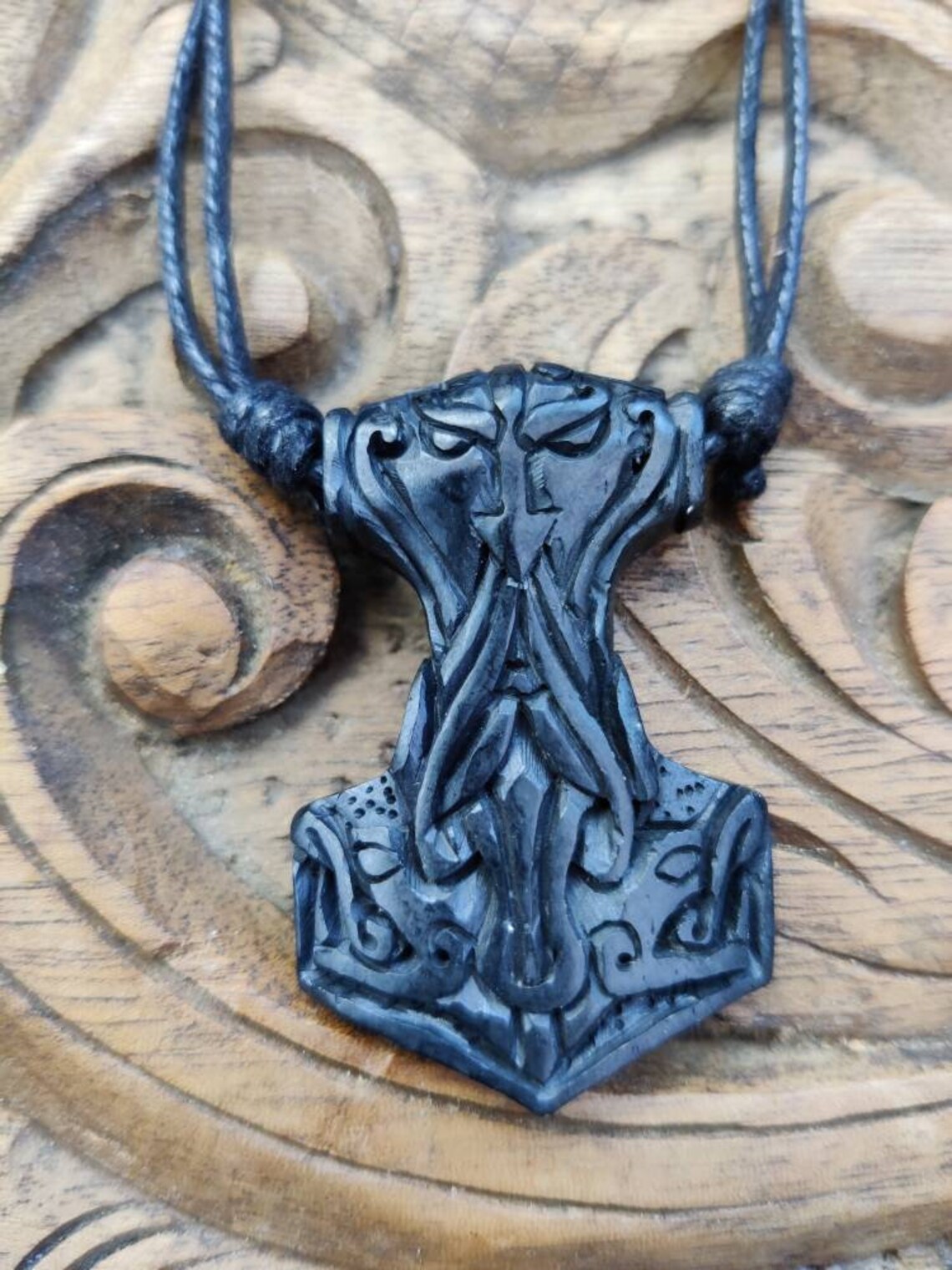 Bone Mjolnir Pendant, Viking Thor's Hammer, Black - Etsy UK