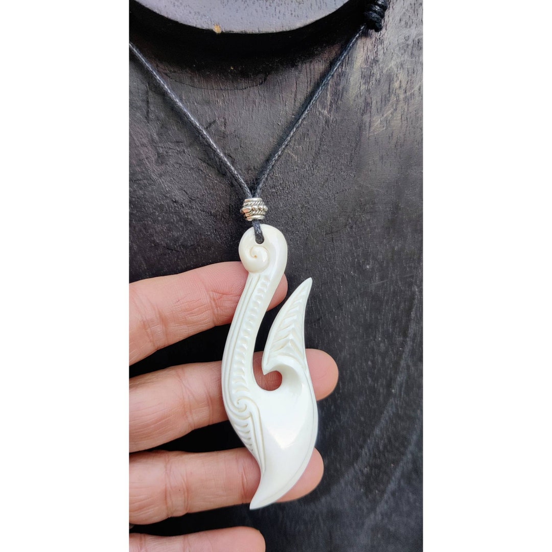 Large Bone Fish Hook Pendant, Maori Style Hei Matau, Tribal Style - Etsy