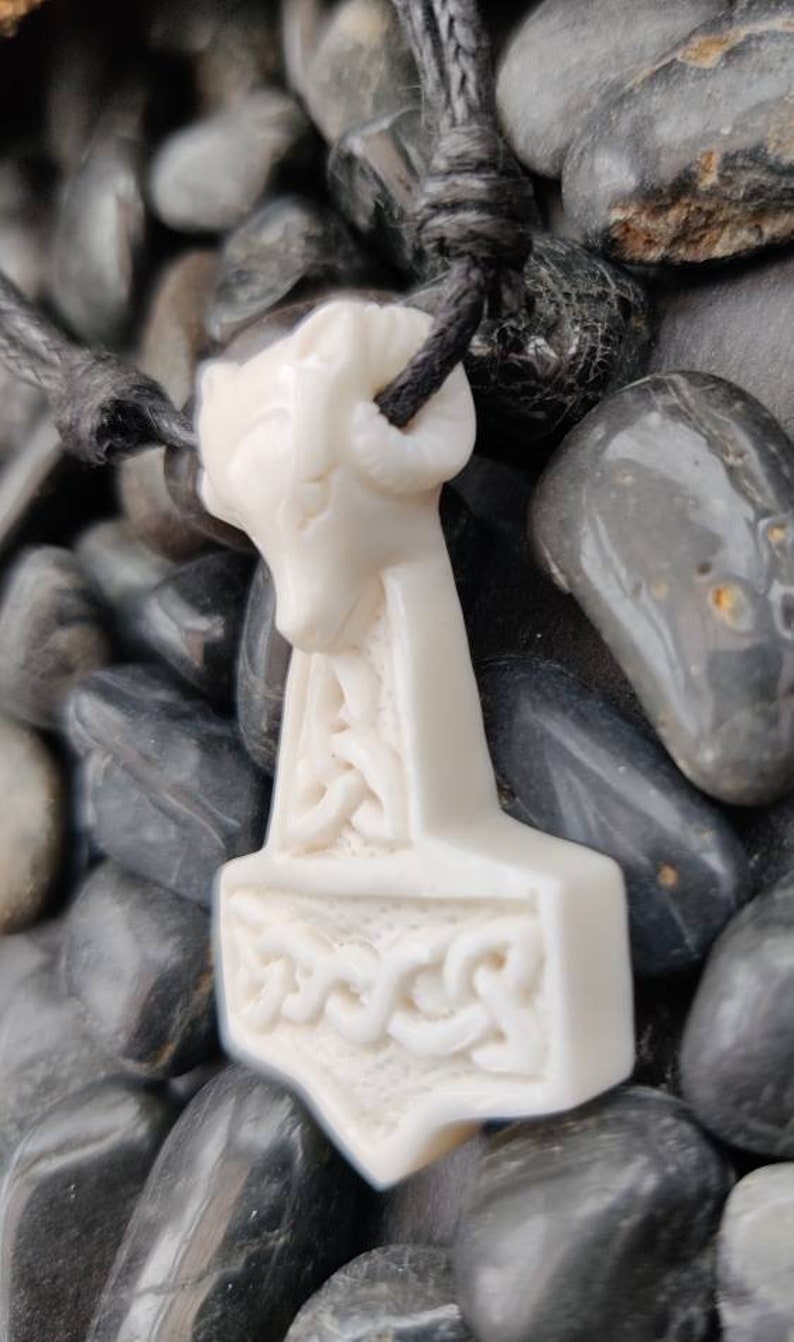 Bone Thor's Hammer Mjolnir Rams Head Celtic Knotwork - Etsy