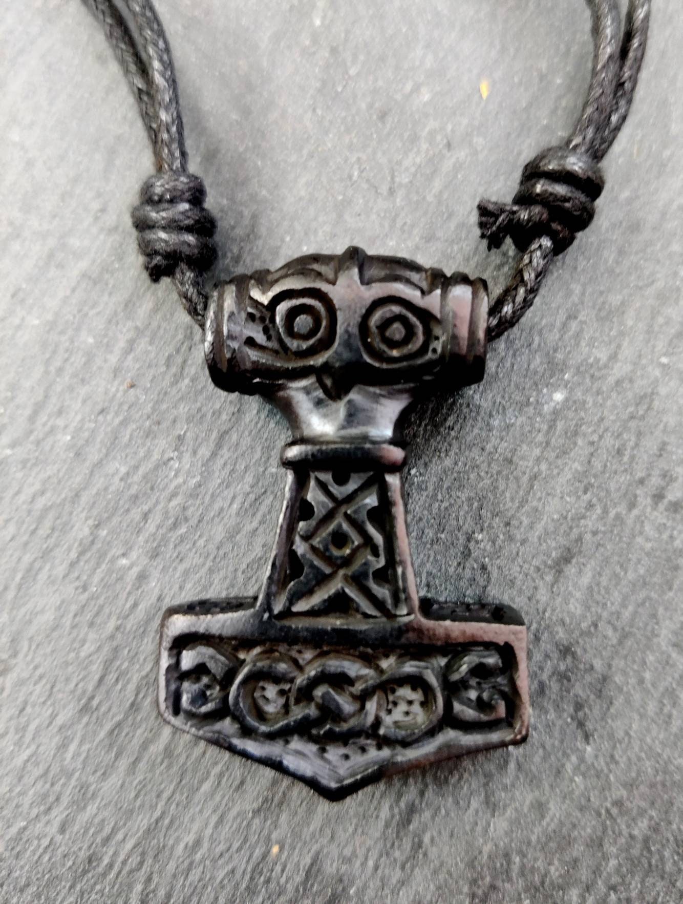 Black Bone Mjolnir Pendant Viking Thor's Hammer | Etsy