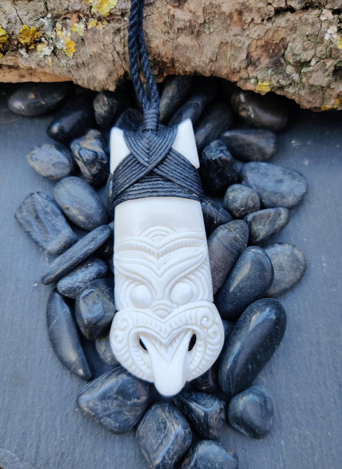 Bone Tribal Maori Style Mask Tiki Pendant Hand Carved - Etsy UK