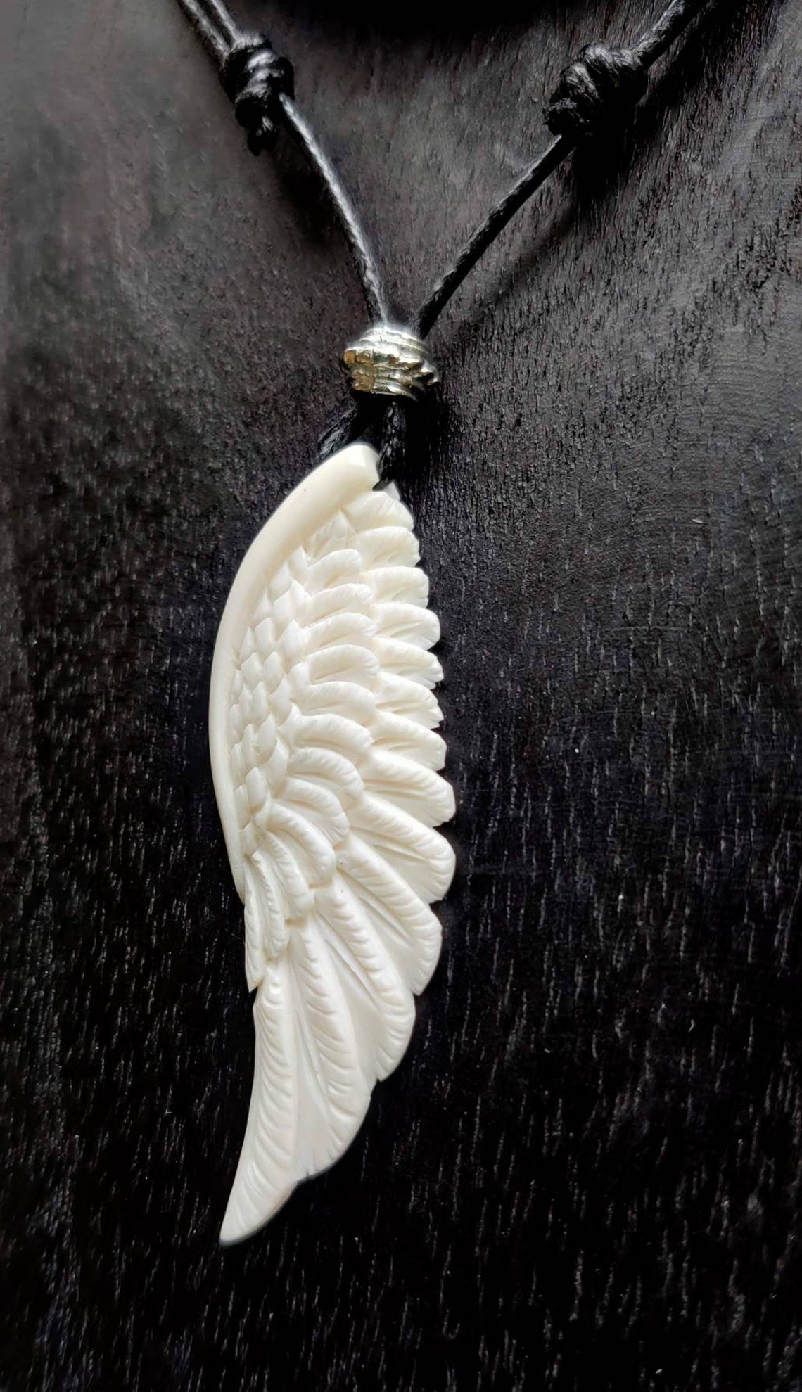 Bone Angel Wing White Hand Carved - Etsy UK