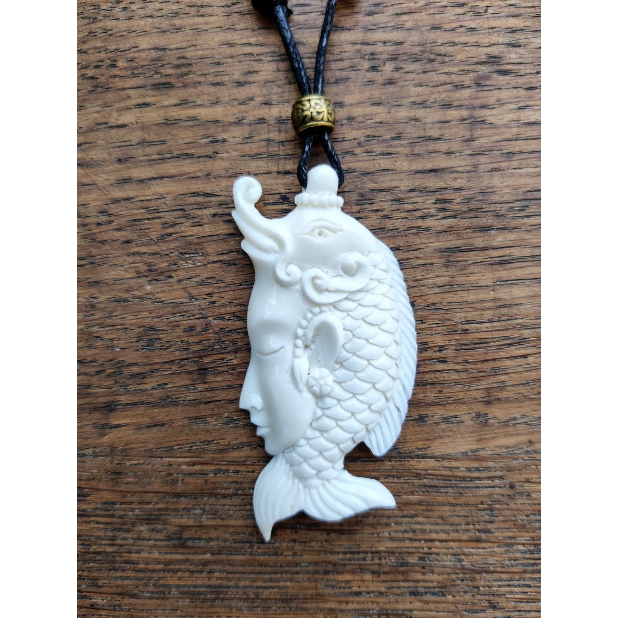 Fish Goddess Water Nymph Bone Pendant - Etsy