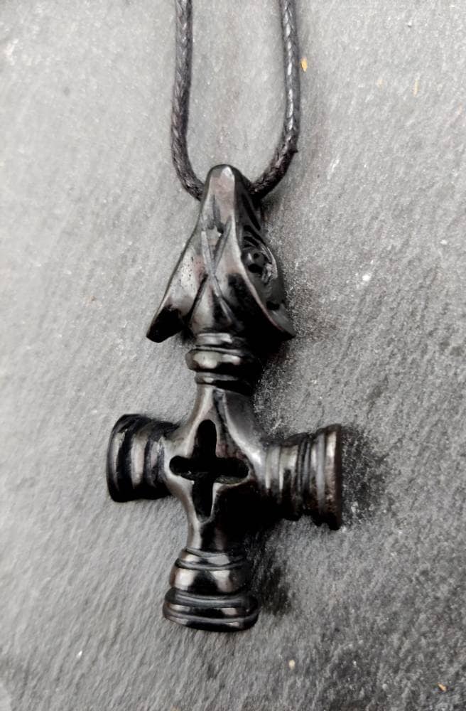 Bone Wolf Cross Pendant Icelandic Viking Norse Black - Etsy
