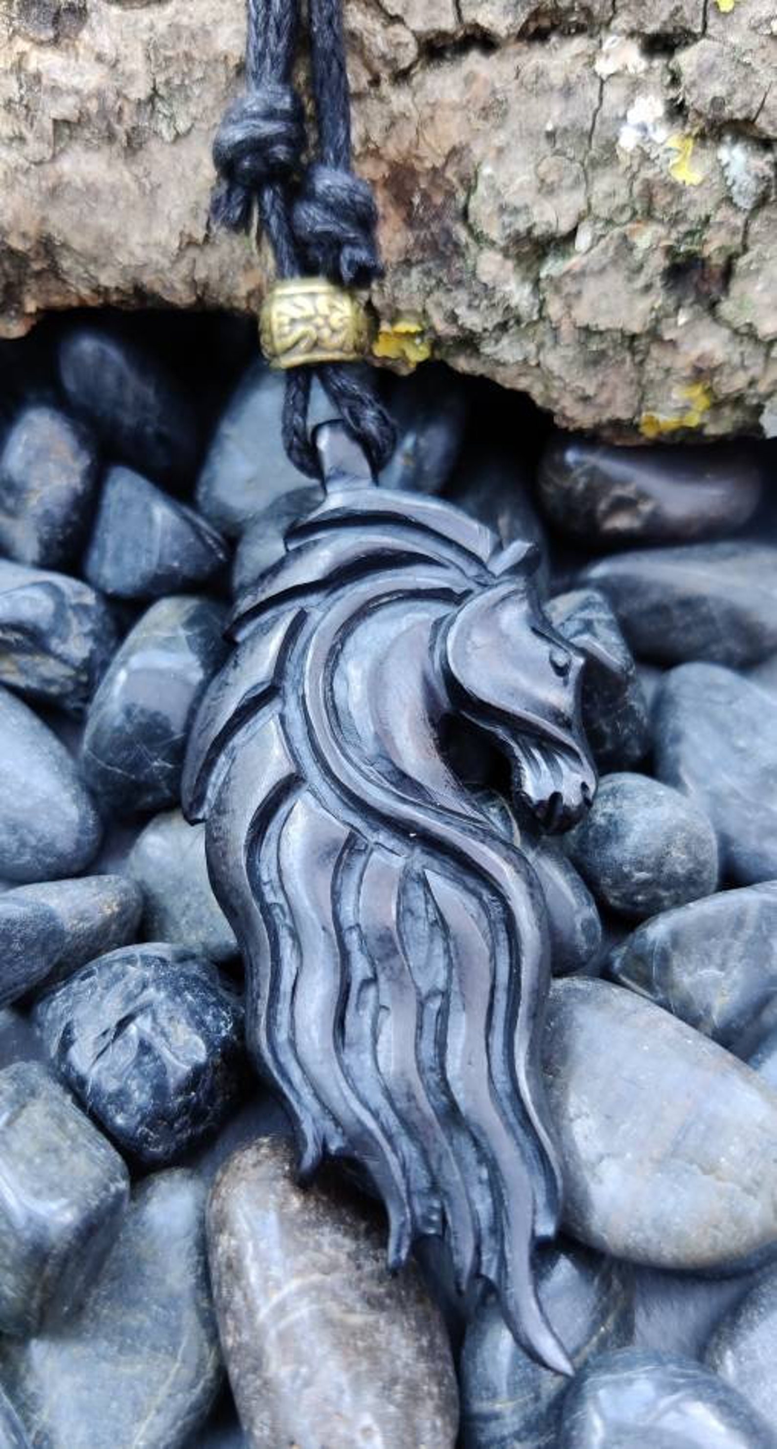 Bone Black Viking Horse Head Pendant Norse Icelandic - Etsy