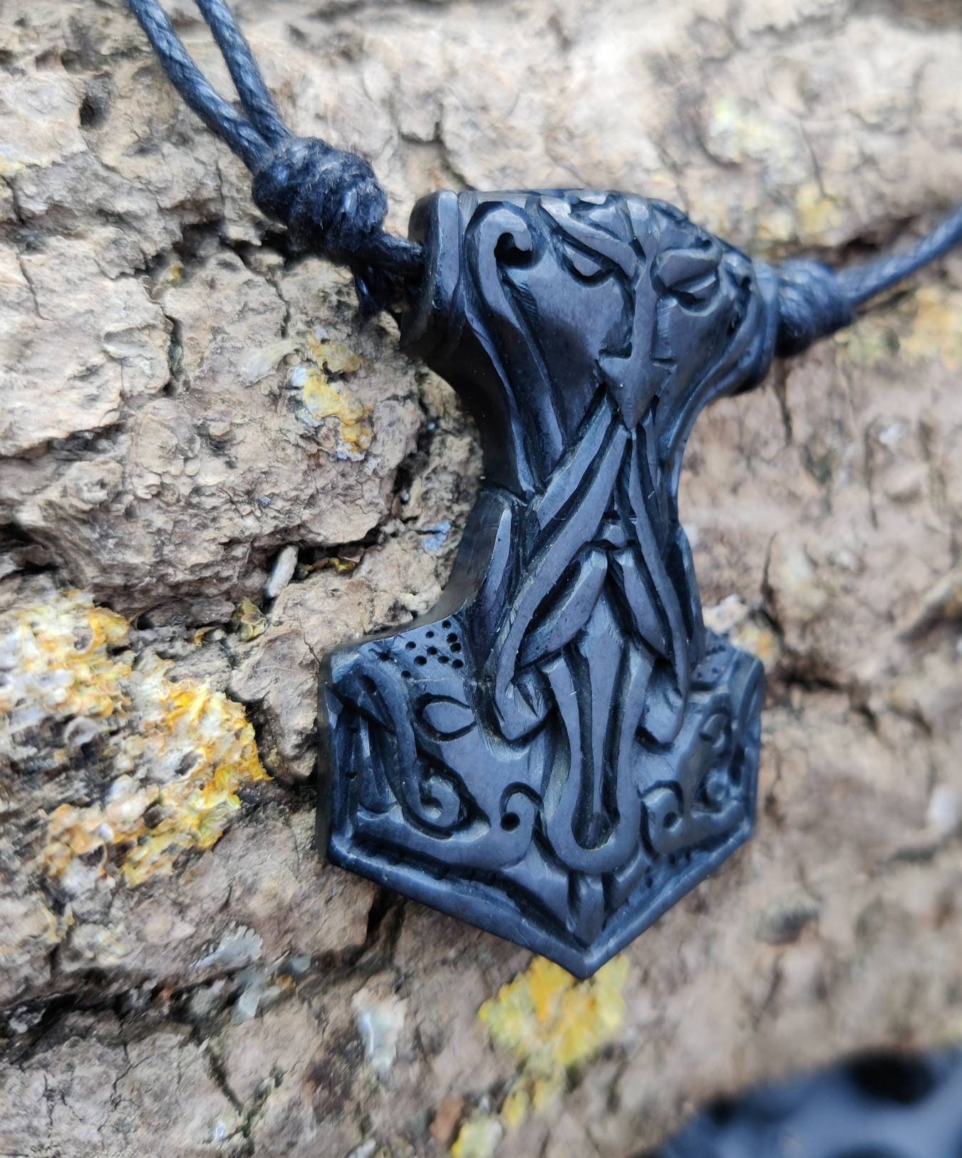Bone Mjolnir Pendant, Viking Thor's Hammer, Black - Etsy UK