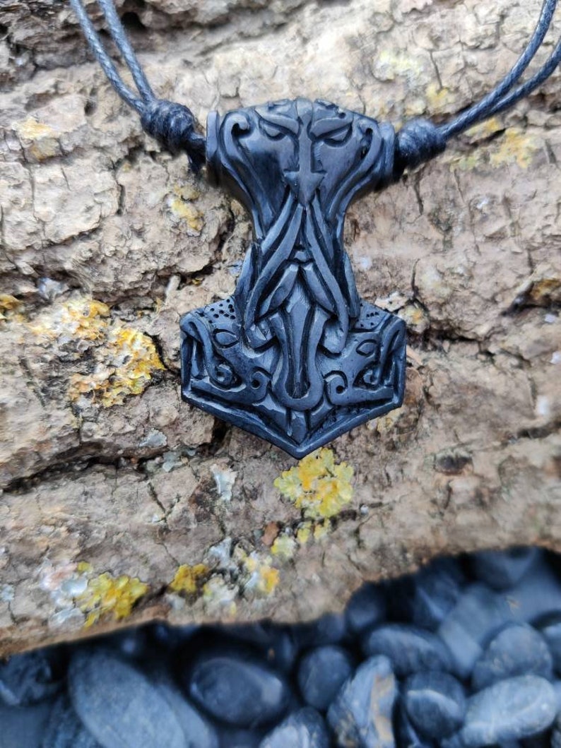 Bone Mjolnir Pendant, Viking Thor's Hammer, Black - Etsy UK