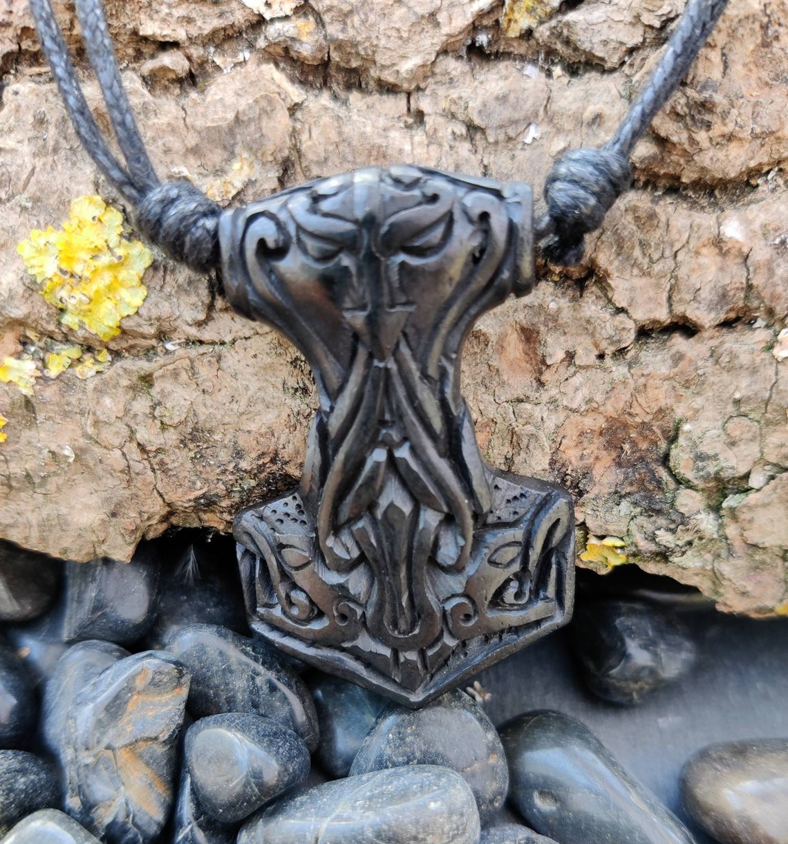 Bone Mjolnir Pendant, Viking Thor's Hammer, Black - Etsy UK