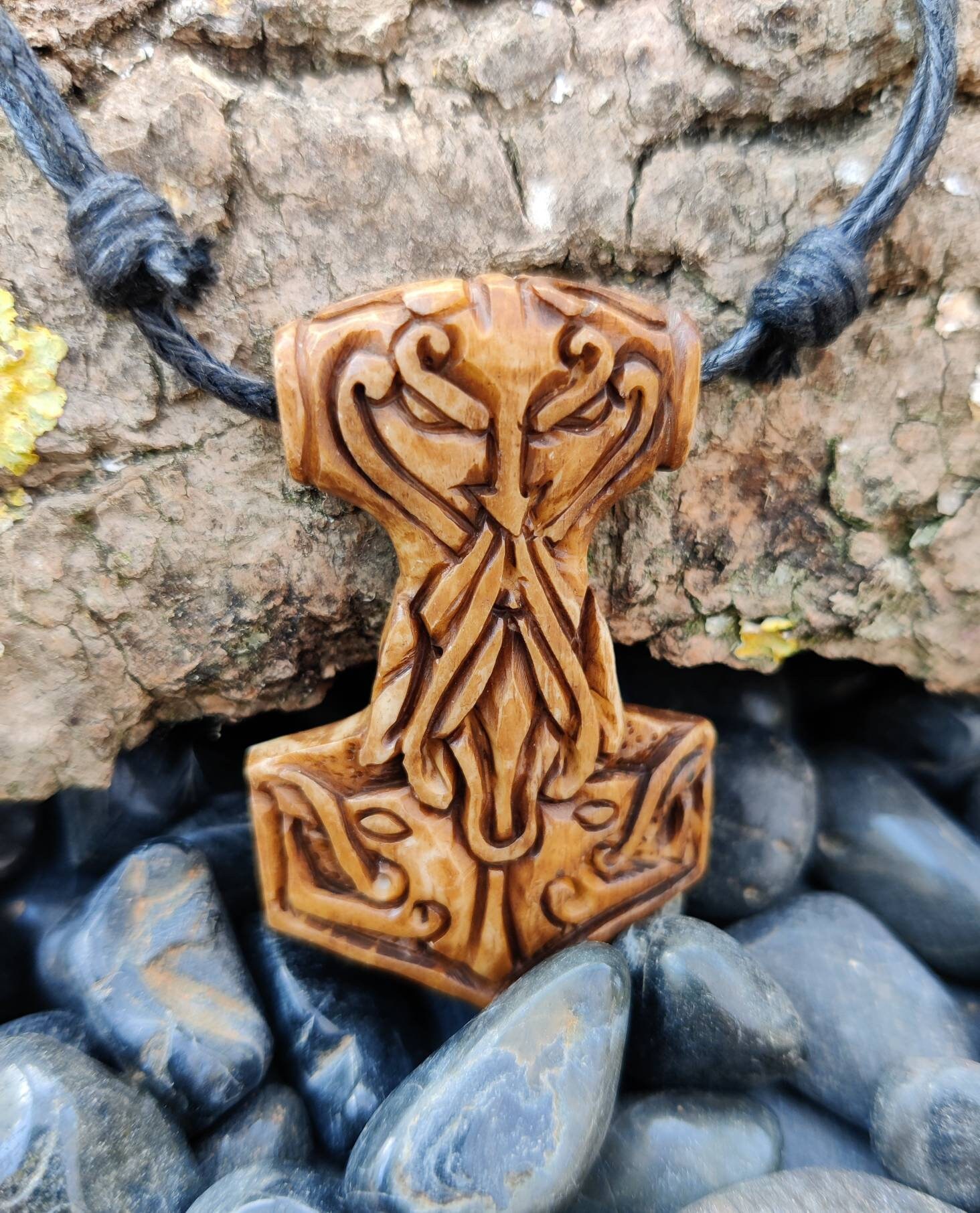Bone Mjolnir Pendant Viking Thor's Hammer Brown | Etsy