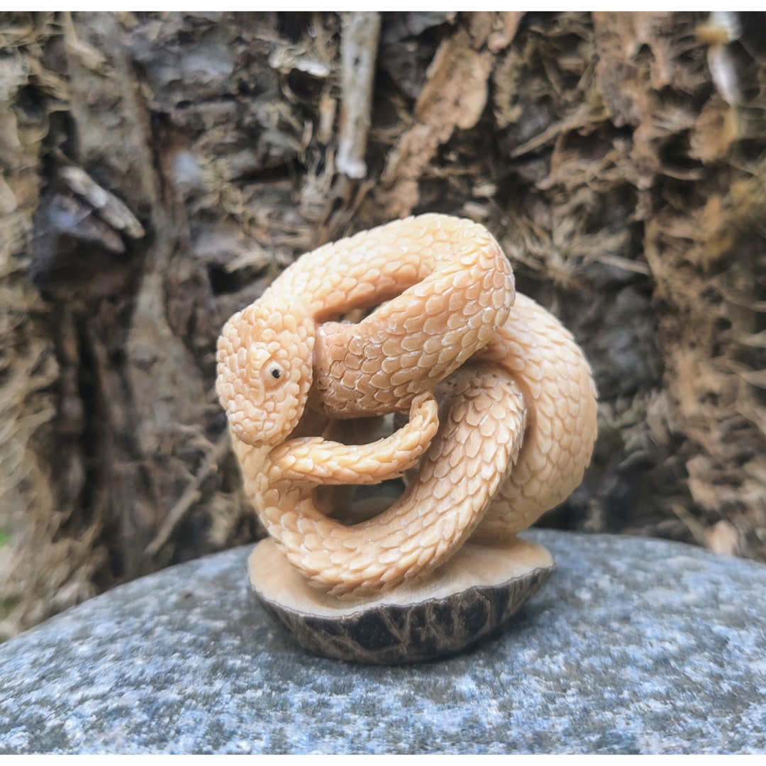 Snake Tagua Nut Carving, Miniature Snake in Vegetable Ivory - Etsy