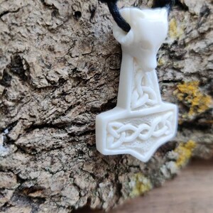 Buy Bone Thor's Hammer Mjolnir Rams Head Celtic Knotwork Pendant Online ...
