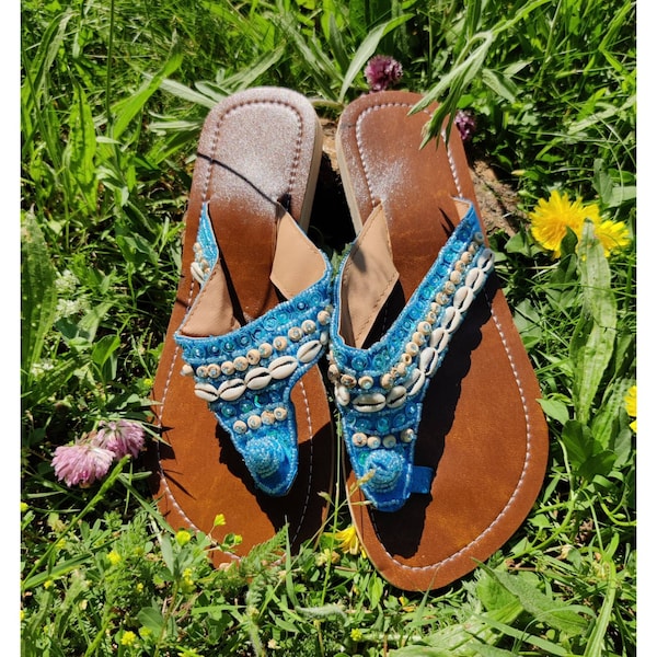 Turquoise Sandals - Etsy
