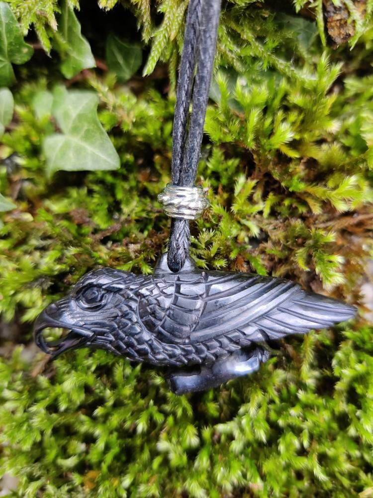 Bone Raven Crow Pendant Hand Carved Raven Necklace Black - Etsy