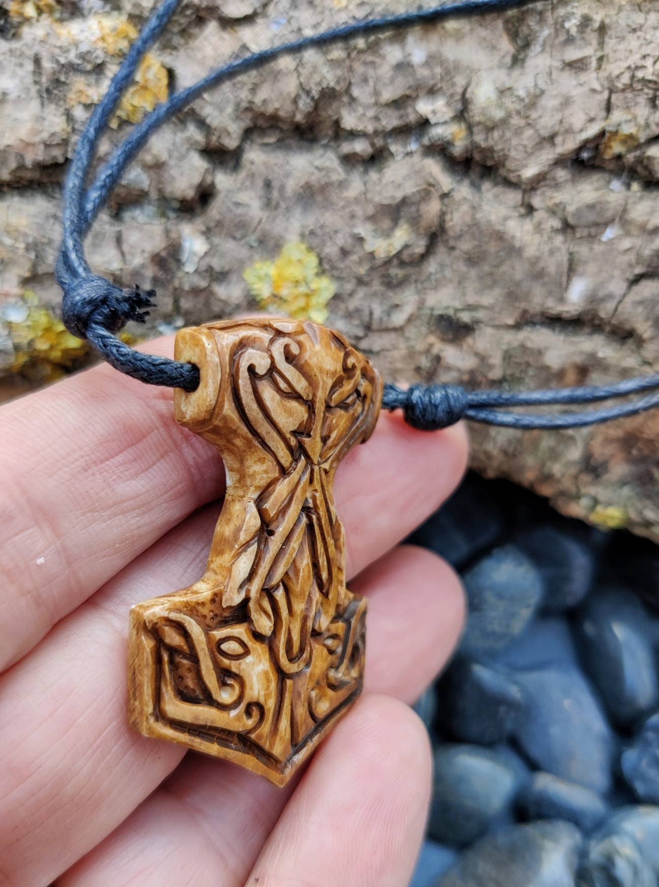 Bone Mjolnir Pendant Viking Thor's Hammer Brown | Etsy