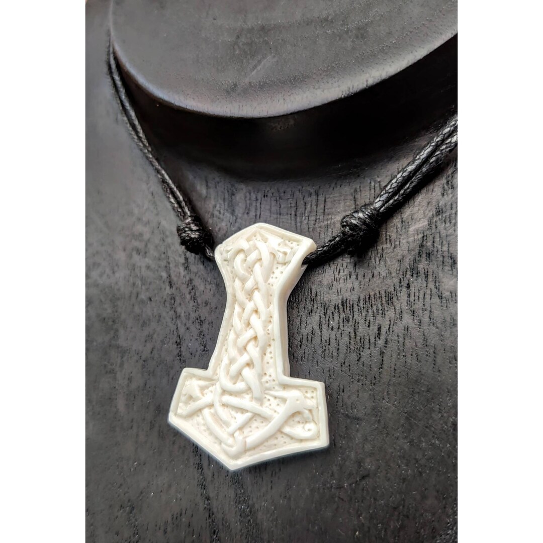 Viking Bone Mjolnir, Thor's Hammer Pendant, Hand Carved White - Etsy