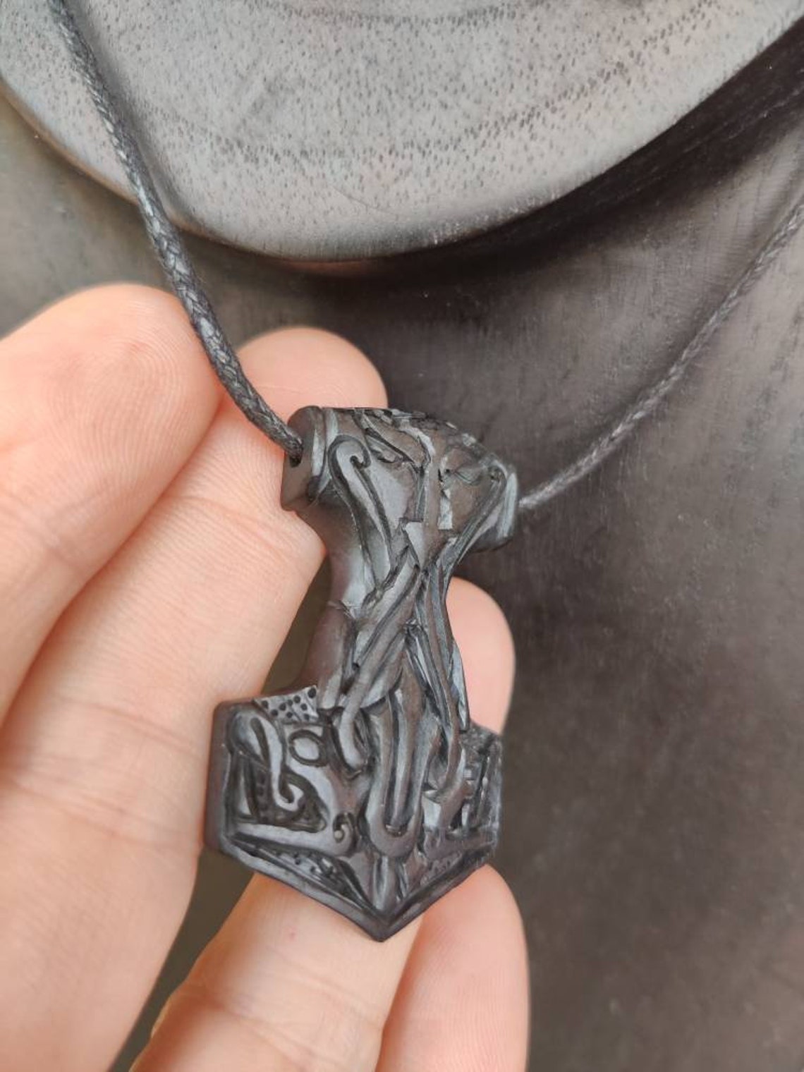 Bone Mjolnir Pendant, Viking Thor's Hammer, Black - Etsy UK