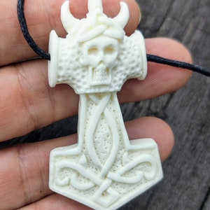 Bone Mjolnir, Viking Skull Thor's Hammer, Hand Carved From Bone - Etsy