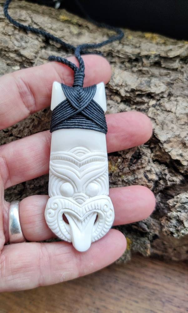 Bone Tribal Maori Style Mask Tiki Pendant Hand Carved - Etsy UK