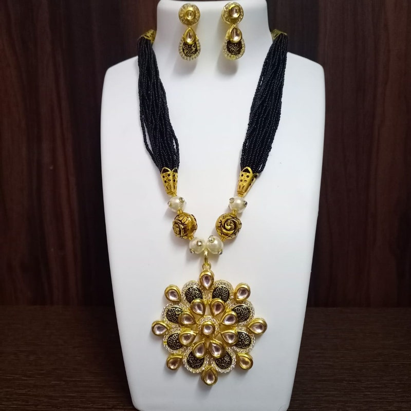 Black Bead Necklace - Etsy