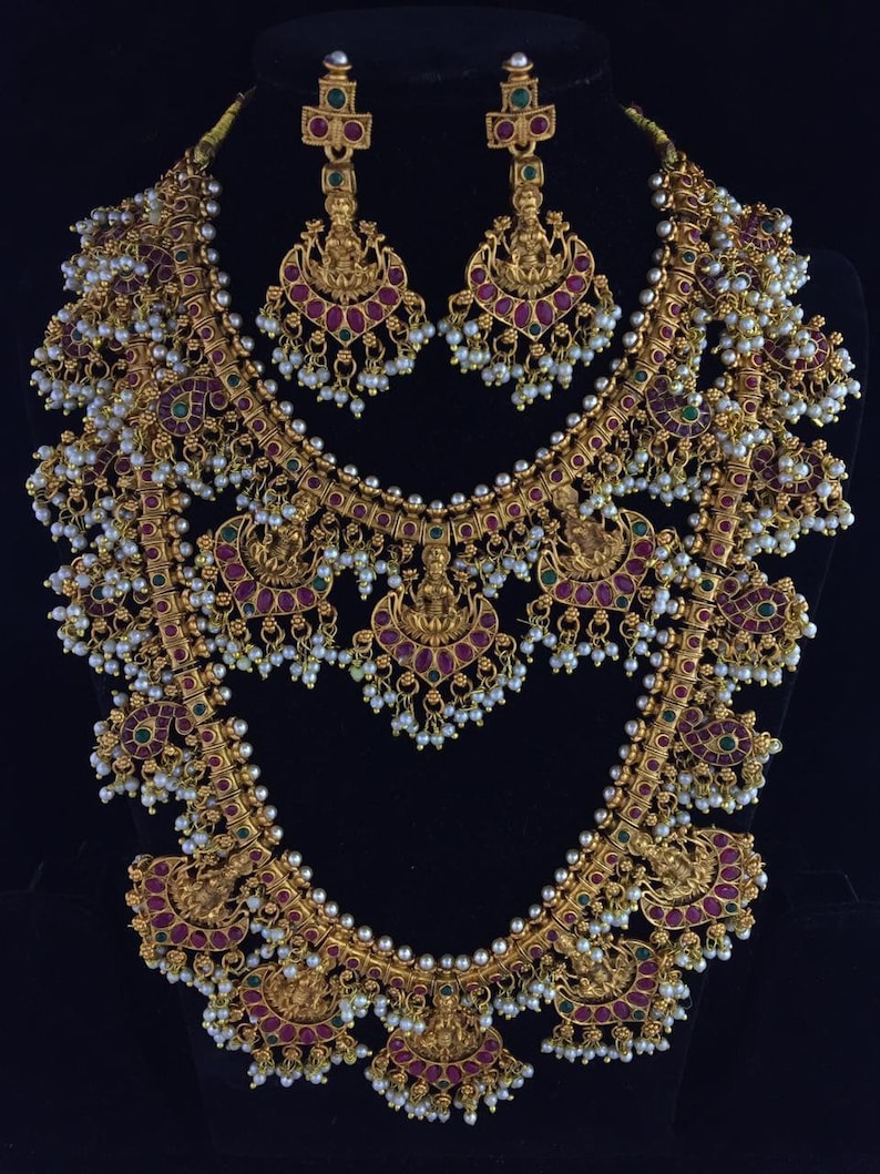 Matt Gold Temple Mango Necklace Choker Set Gold Plated | Etsy