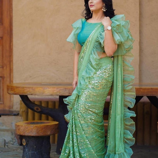 Ruffle Saree - Etsy