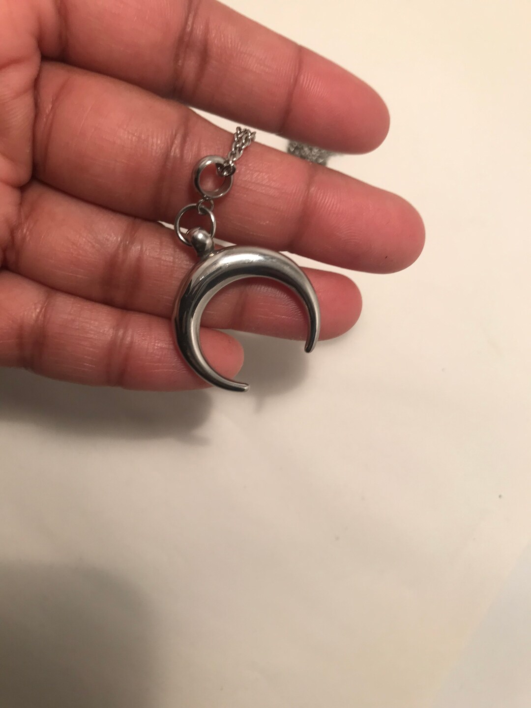 Stainless Steel Crescent Moon Horn With Stainless Steel Chain - Etsy