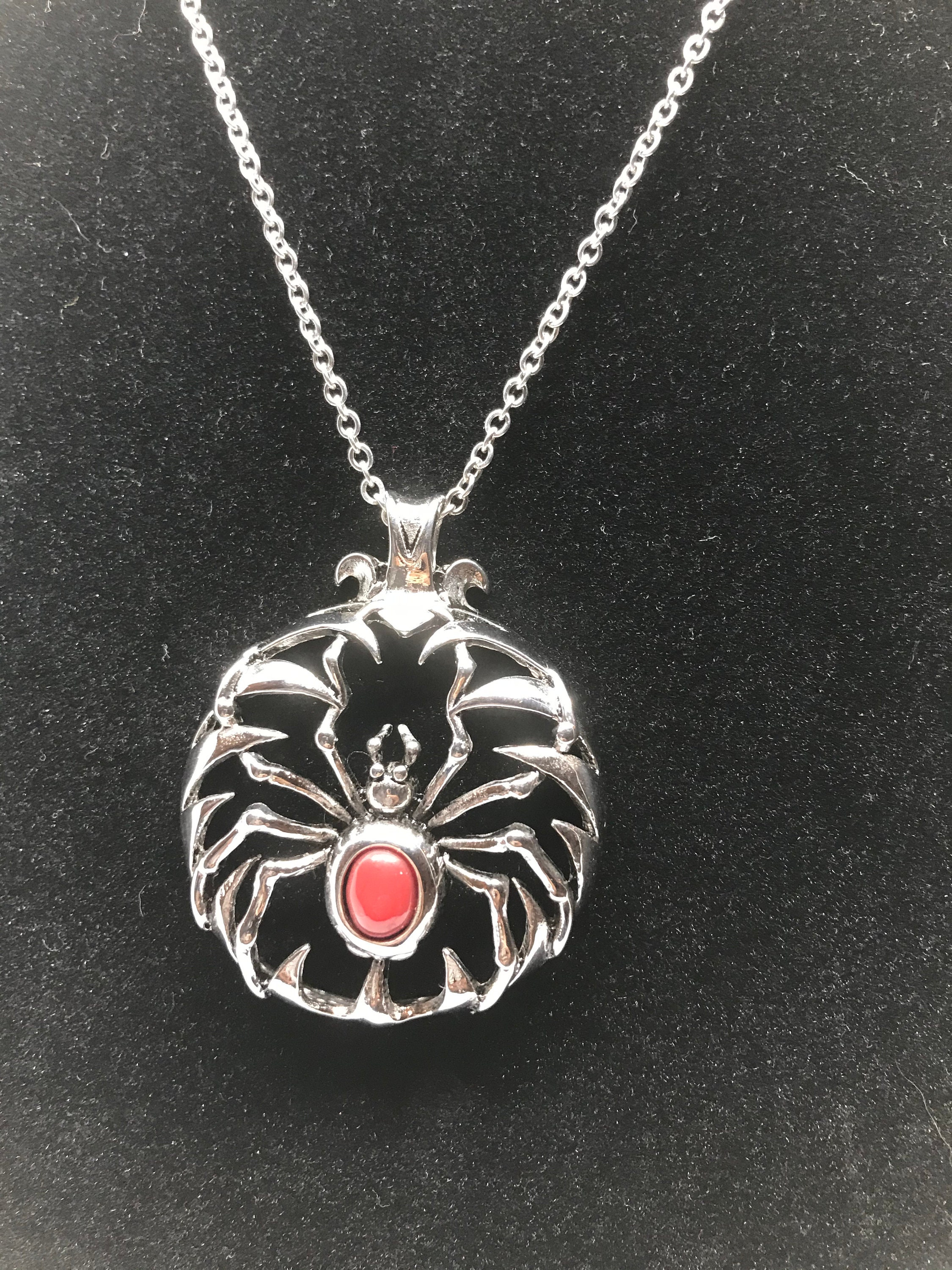 Stainless Steel Spider in Web Pendant Necklace Spider - Etsy